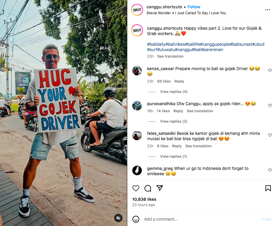 Viral Tren Peluk Ojol di Bali Sebagai Bentuk Apresiasi, Para Driver Full Senyum